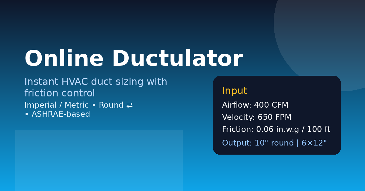 Online Ductulator - HVAC Duct Calculator